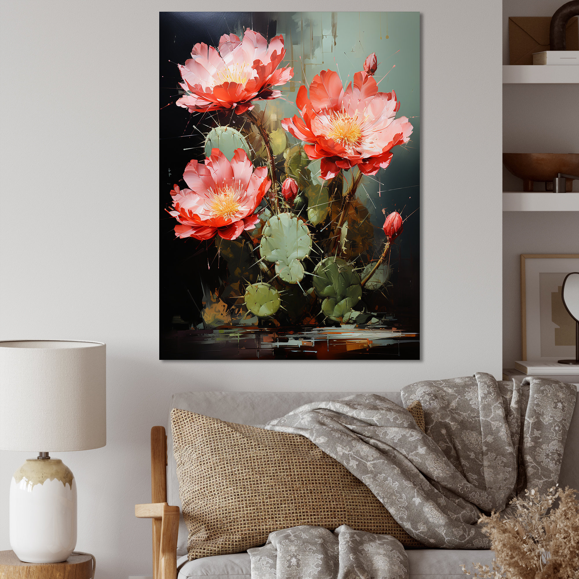 Bungalow Rose Cactus Ruby Blooms I - Cactus Canvas Print | Wayfair